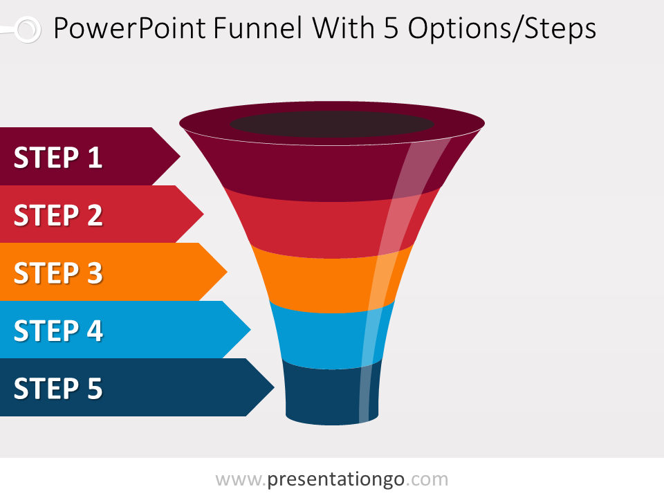Colorful PowerPoint Funnel With 5 Options PresentationGO