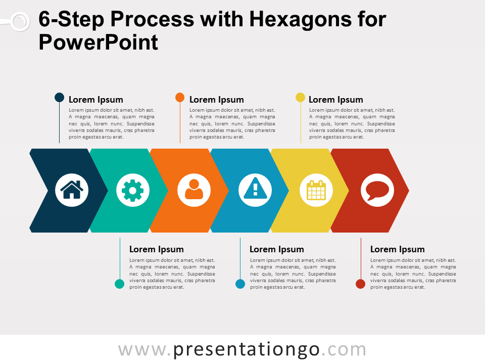 6 Step Process With Hexagons For PowerPoint PresentationGO