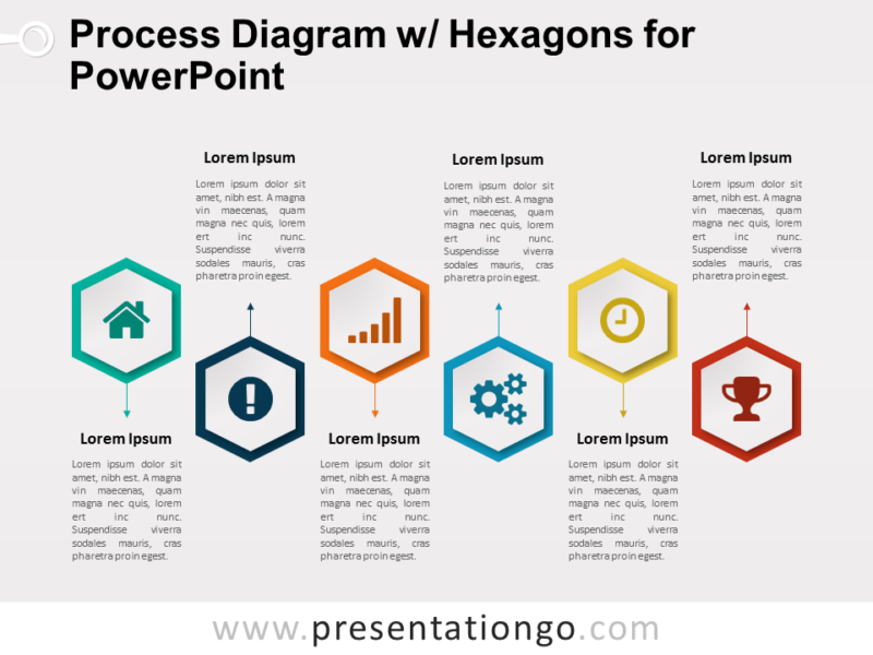 Process Diagram with Hexagons for PowerPoint - PresentationGO