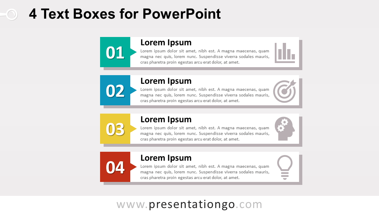 4 Text Boxes For PowerPoint PresentationGO