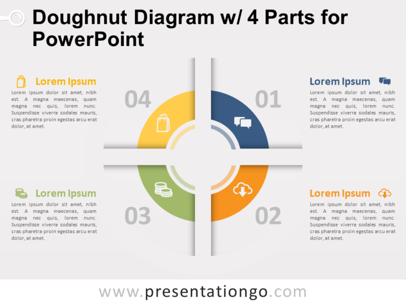 Doughnut Diagram with 4 Parts for PowerPoint - PresentationGO