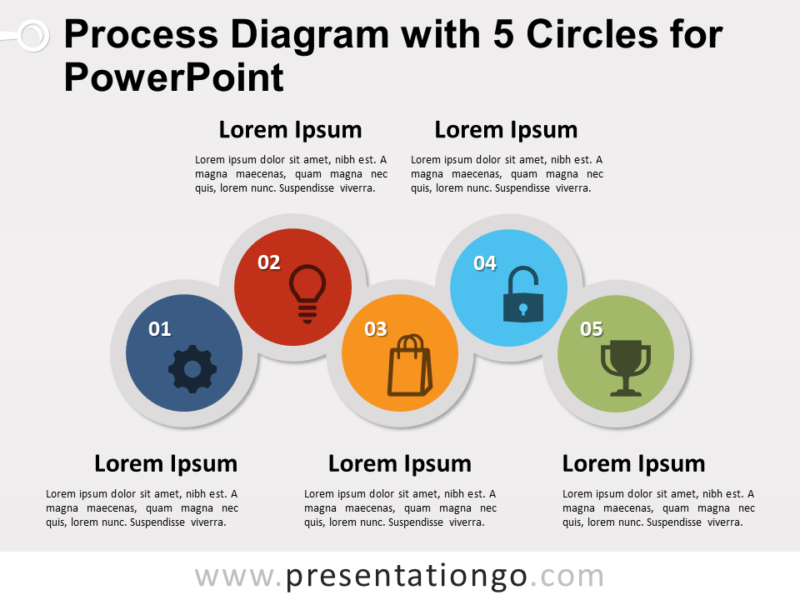 Process Diagram with 5 Circles for PowerPoint - PresentationGO