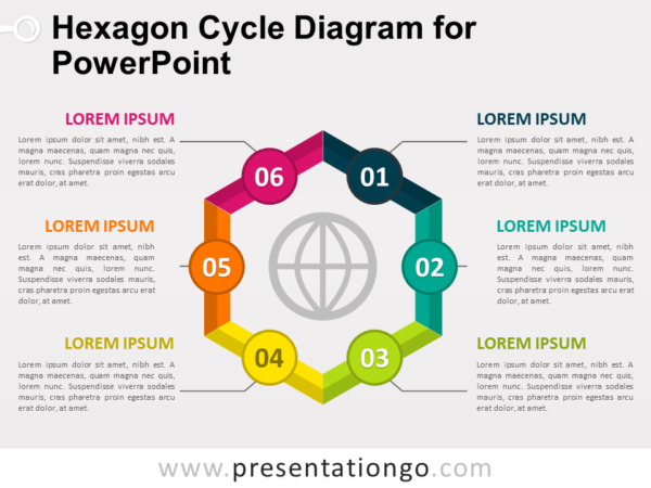 6 Step Hexagon Powerpoint Diagram