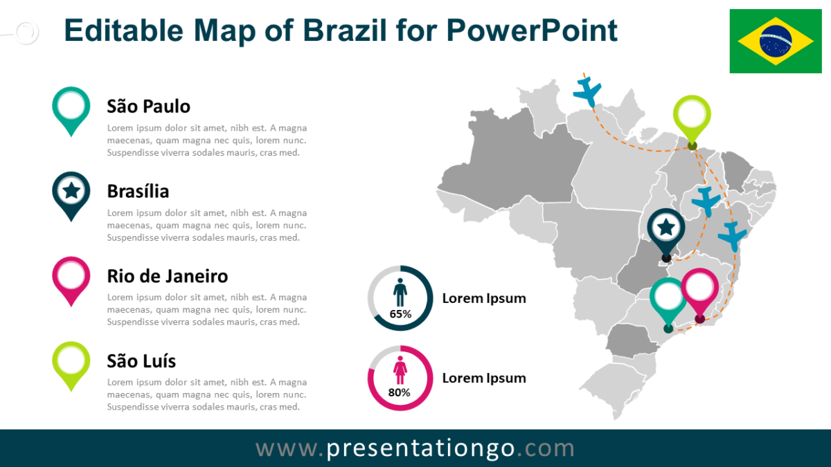 Map of Brazil for PowerPoint - PresentationGO