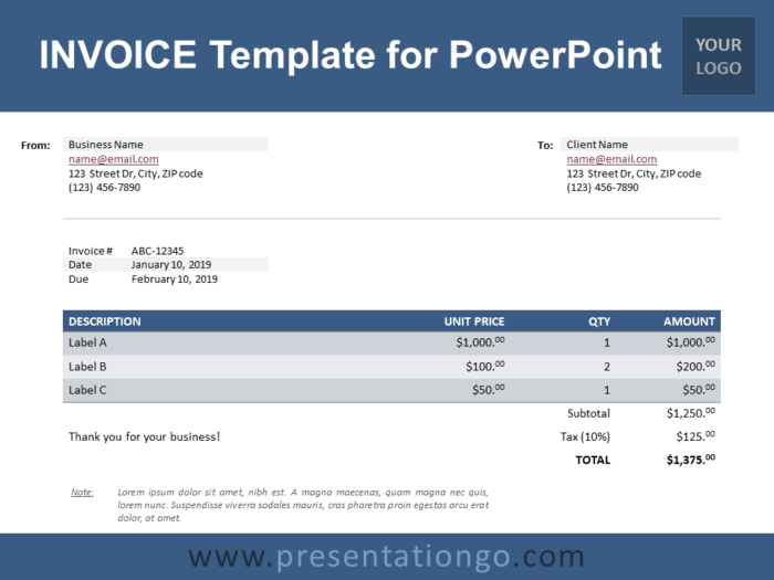 Invoice Template for PowerPoint - PresentationGO