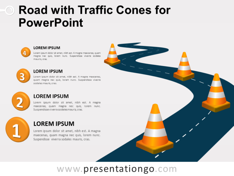 Road with Traffic Cones for PowerPoint - PresentationGO