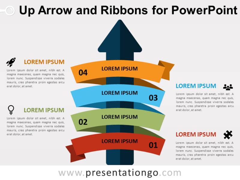 Up Arrow and Ribbons for PowerPoint - PresentationGO