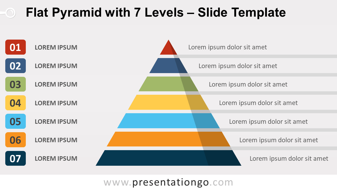 Flat Pyramid With 7 Levels For PowerPoint And Google Slides