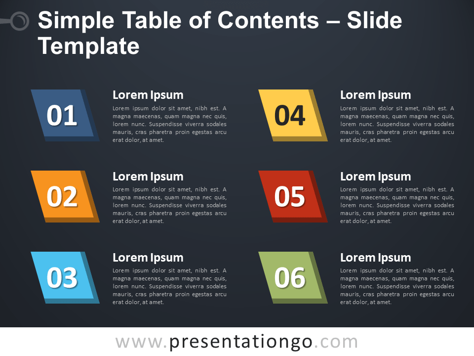 Table Of Content Ppt Template Mosi