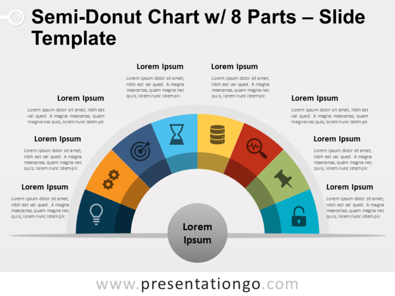 Semi-Donut Chart with 8 Parts for PowerPoint and Google Slides