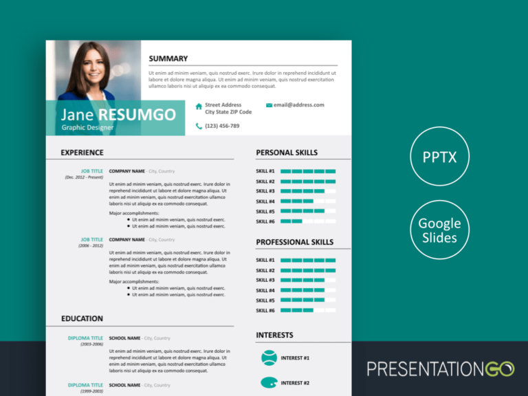 One Page Ppt Resume Template Free Download
