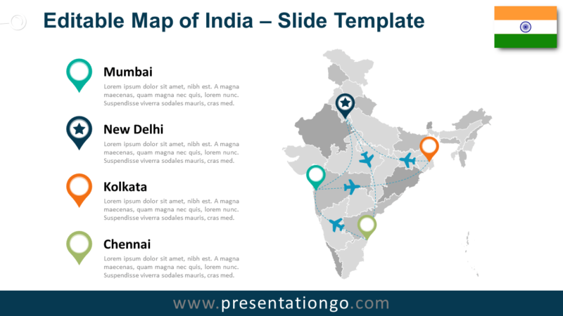 India Editable PowerPoint Map - PresentationGO