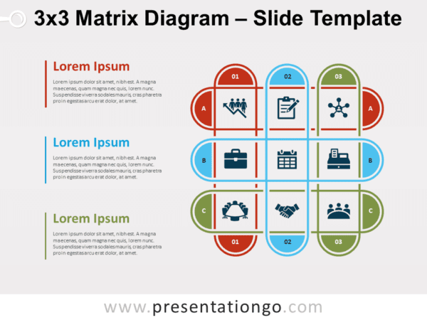 3x3 Matrix Diagram for PowerPoint and Google Slides