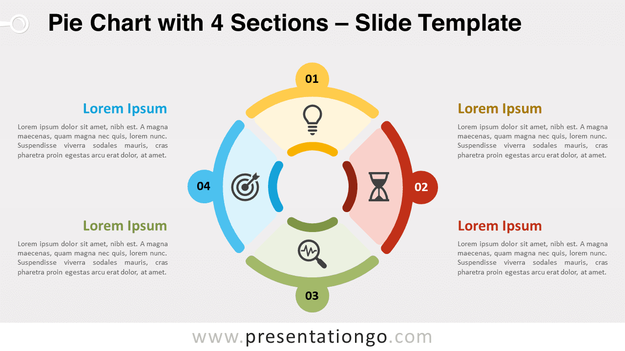 Pie Chart With 4 Sections For PowerPoint And Google Slides