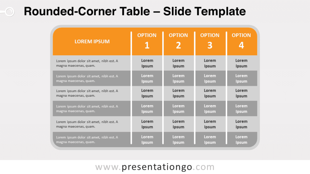 Rounded Corner Table For PowerPoint And Google Slides