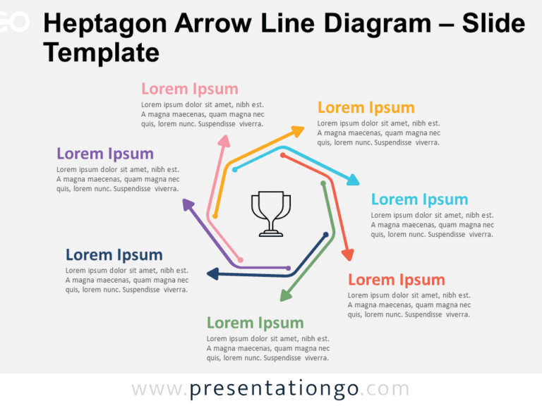 Heptagon Arrow Line Diagram for PowerPoint & Google Slides