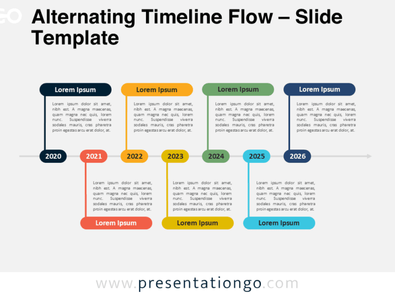 Alternating Timeline Flow for PowerPoint PPTX and Google Slides