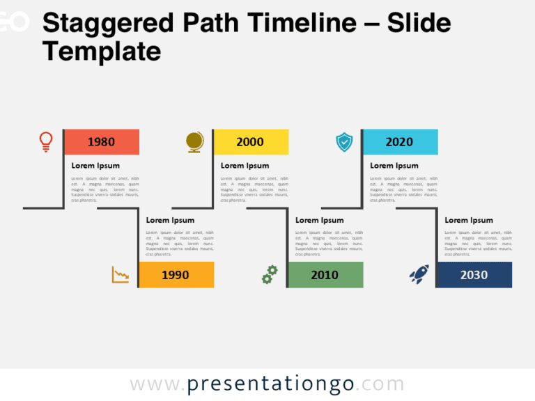 Staggered Path Timeline for PowerPoint & Google Slides