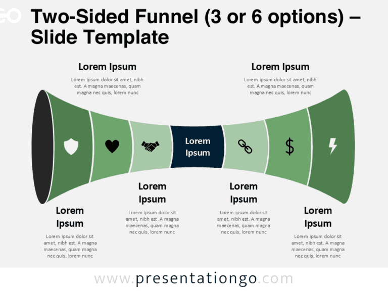 Two-Sided Funnel (3 or 6 Options) for PowerPoint & Google Slides