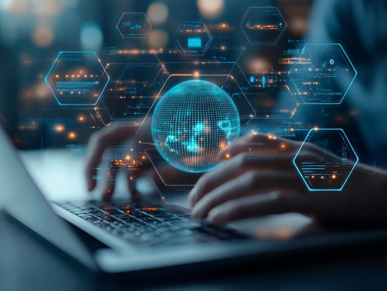 Global Cyber Technology Interface with Futuristic Data Graphics ...