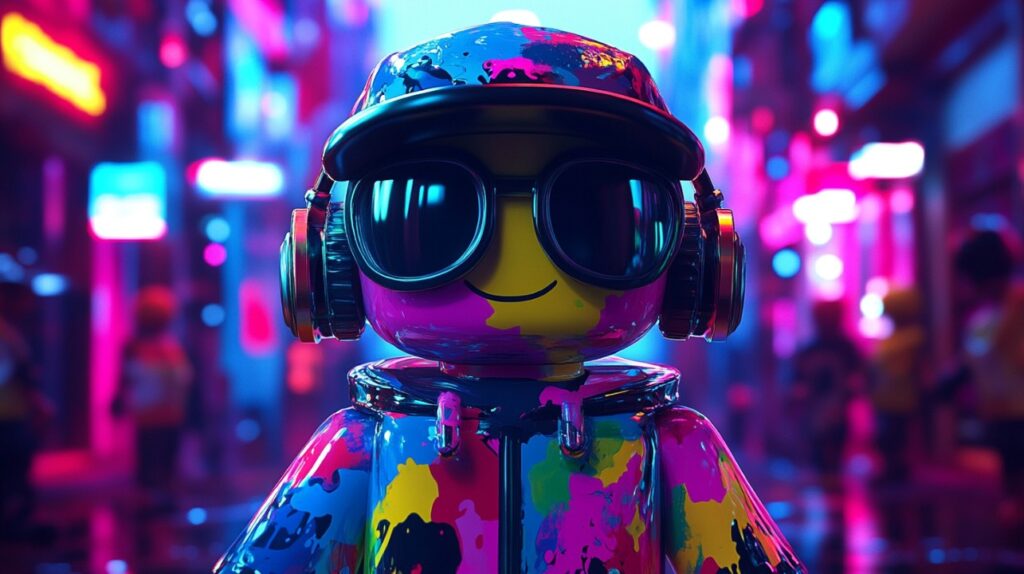 Colorful Roblox-Inspired Character in Neon Street Style with Headphones ...