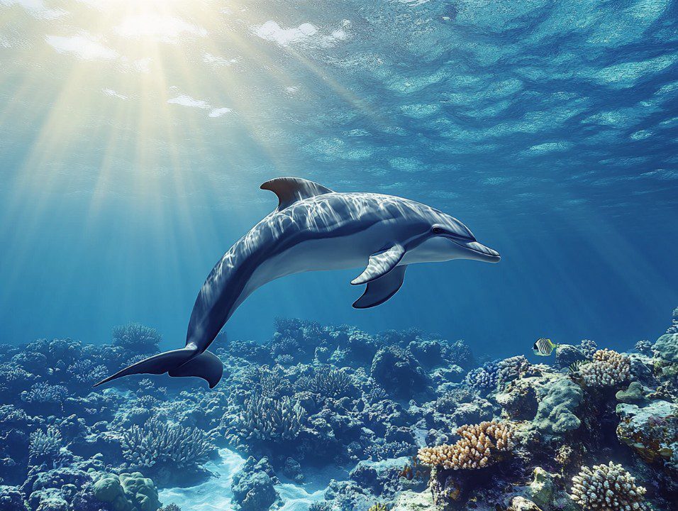 Dolphins Swimming In Sea