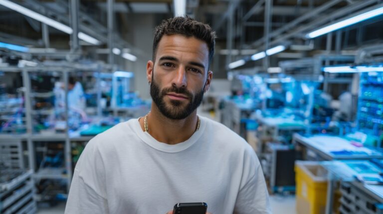 Confident Man in Modern Tech Office - PresentationGO