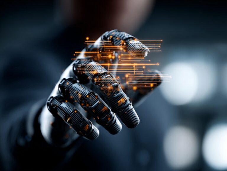 Futuristic Concept of Human and Robot Hand Touching with AI Glow ...