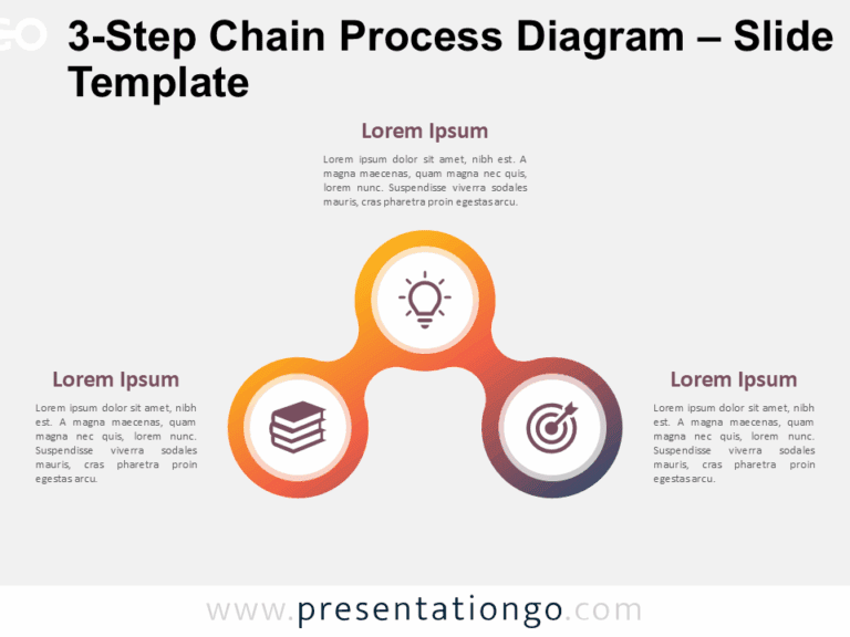 3-Step Chain Process Diagram for PowerPoint & Google Slides
