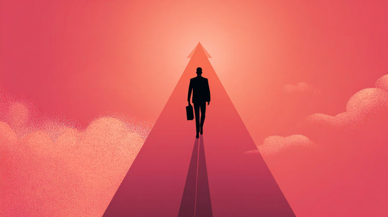 Businessman Walking Towards Leadership and Personal Development ...