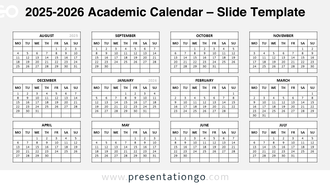 2025-2026 Academic Calendar for PowerPoint & Google Slides