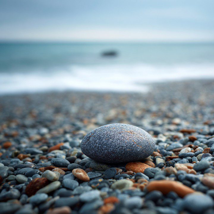 Smooth Pebble on a Rocky Beach – Tranquil Coastal Scene - PresentationGO