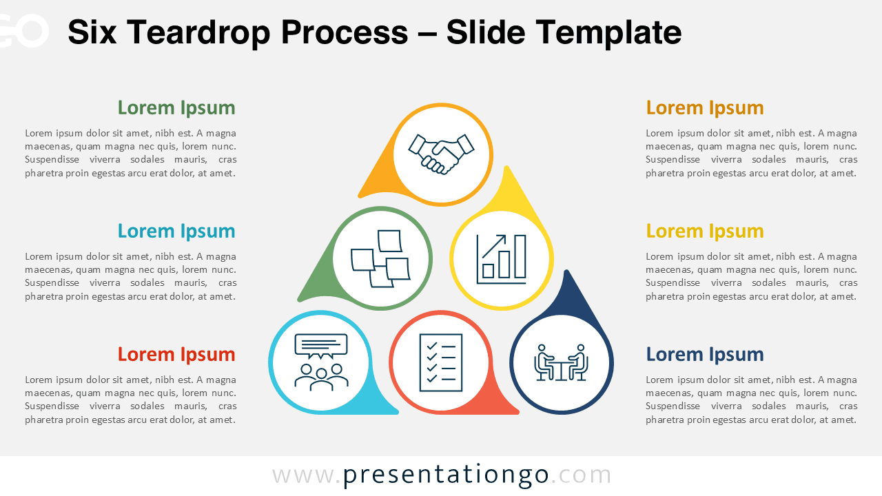 Six Teardrop Process for PowerPoint & Google Slides