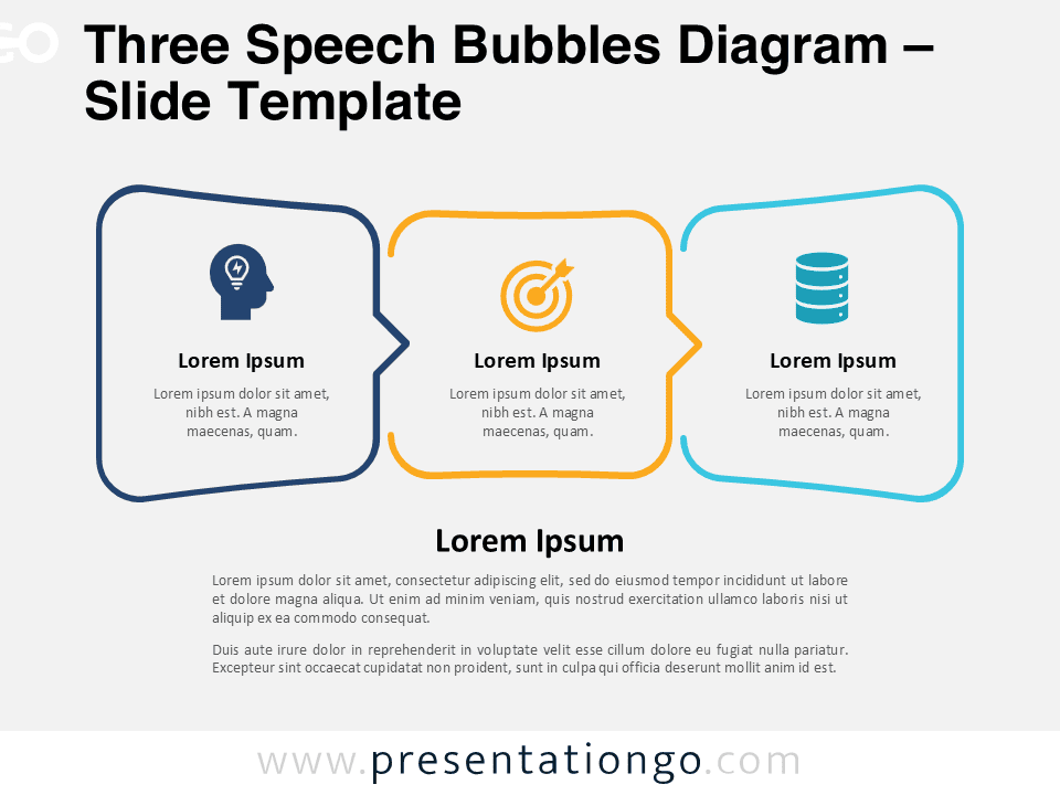 Three Speech Bubbles Diagram for PowerPoint & Google Slides