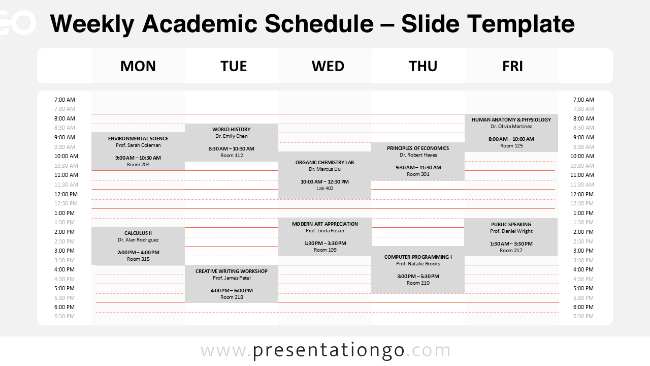 Weekly Academic Schedule for PowerPoint & Google Slides