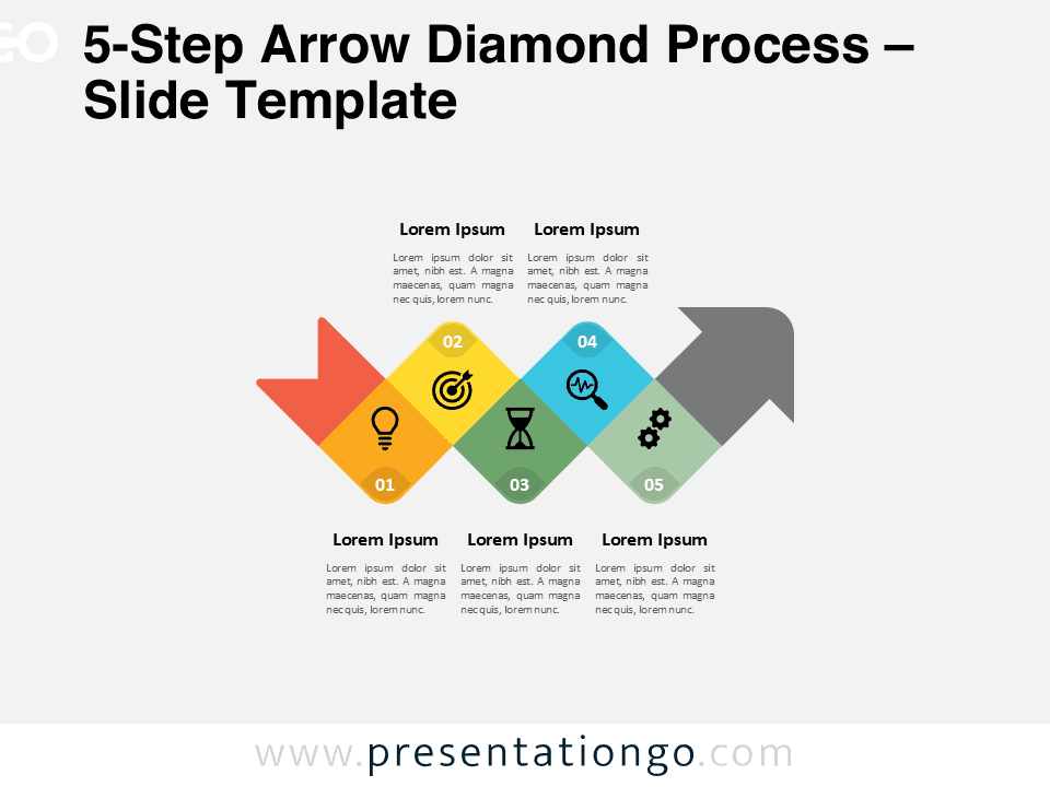 5-Step Arrow Diamond Process for PowerPoint & Google Slides