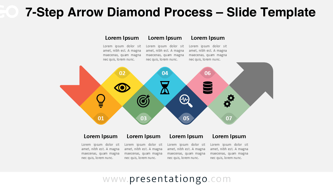 7-Step Arrow Diamond Process for PowerPoint & Google Slides