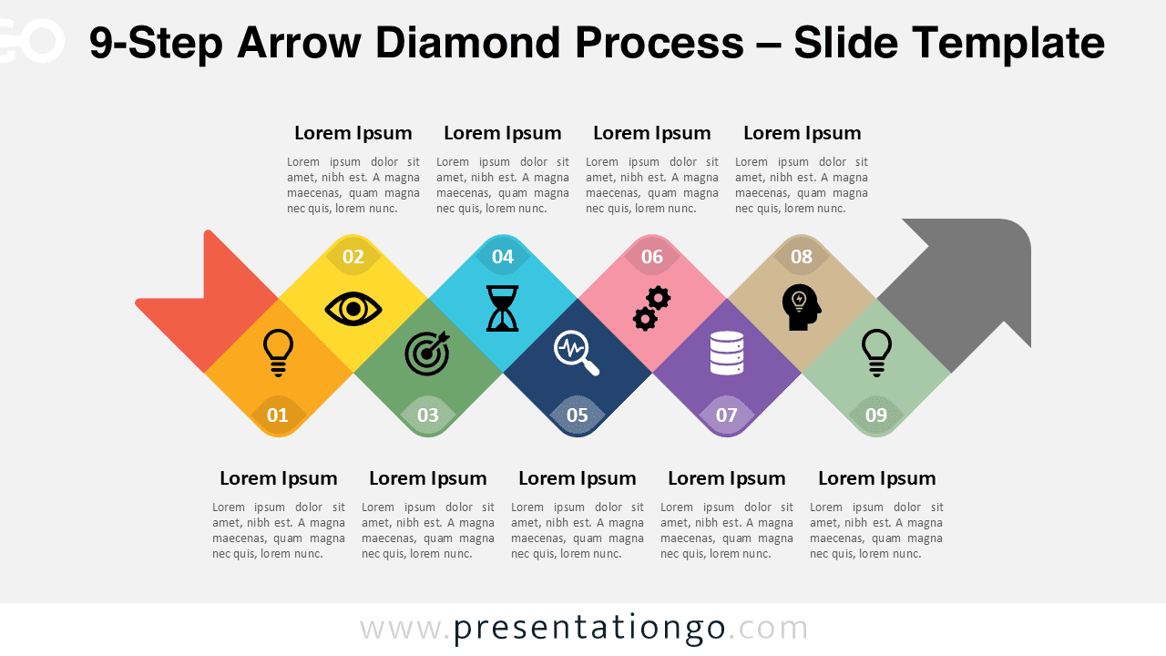 7-Step Arrow Diamond Process for PowerPoint & Google Slides