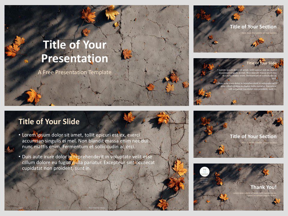 Cracked Concrete Leaves Template for PowerPoint & Google Slides