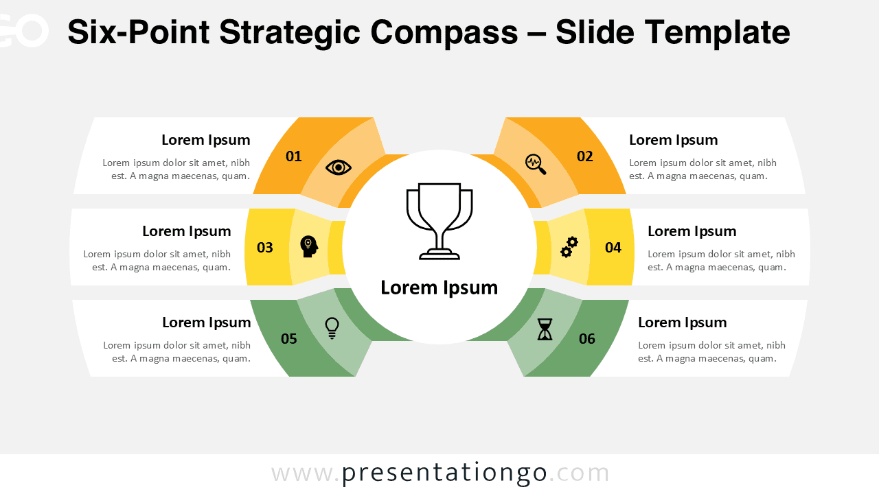 Six-Point Strategic Compass for PowerPoint & Google Slides