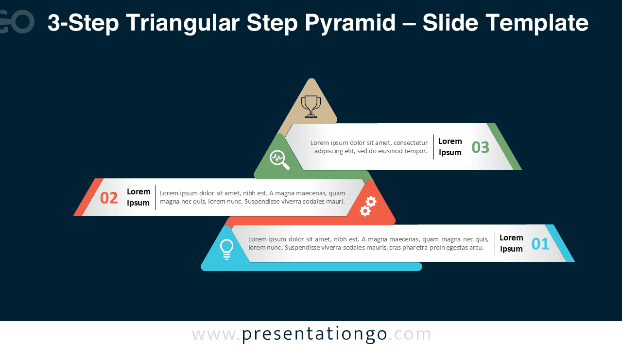 3-Step Triangular Step Pyramid for PowerPoint & Google Slides