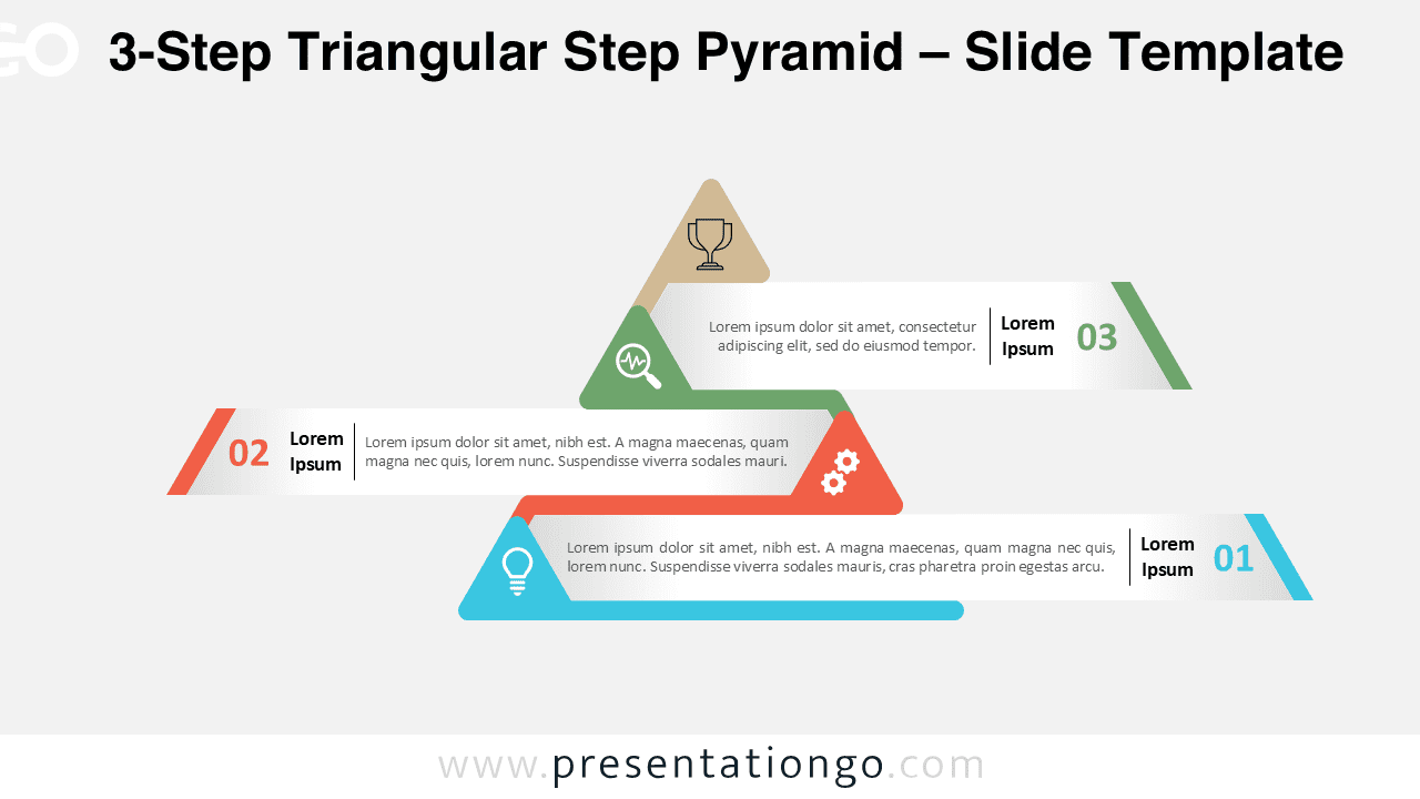 3-Step Triangular Step Pyramid for PowerPoint & Google Slides