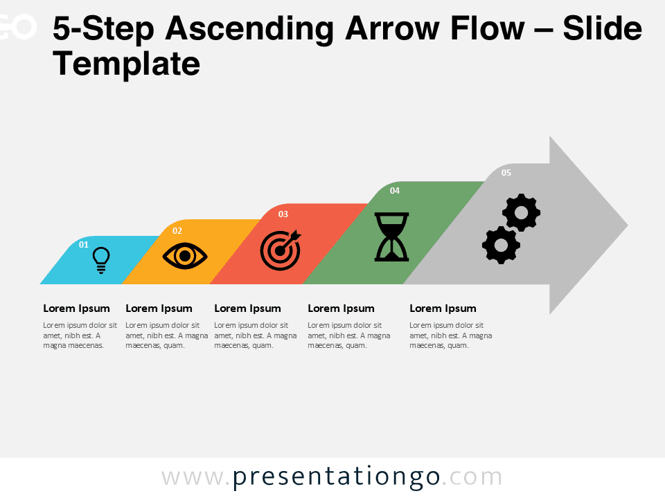 5-Step Ascending Arrow Flow for PowerPoint & Google Slides