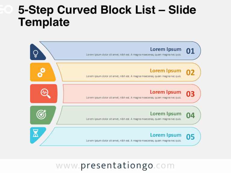 5-Step Curved Block List for PowerPoint & Google Slides