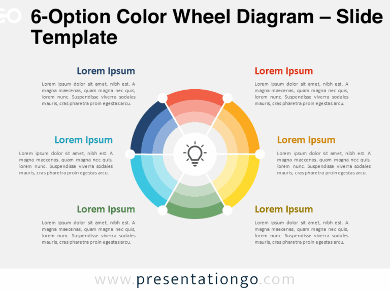 6-Option Color Wheel Diagram for PowerPoint and Google Slides
