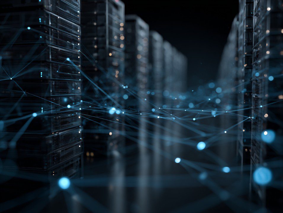 Futuristic Data Center with High-Tech Server Racks