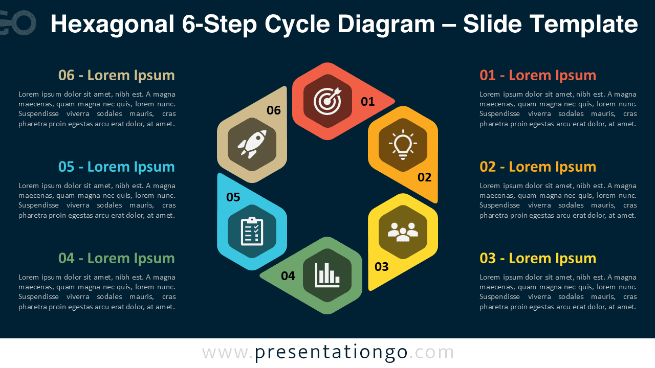 Hexagonal 6-Step Cycle Diagram for PowerPoint & Google Slides