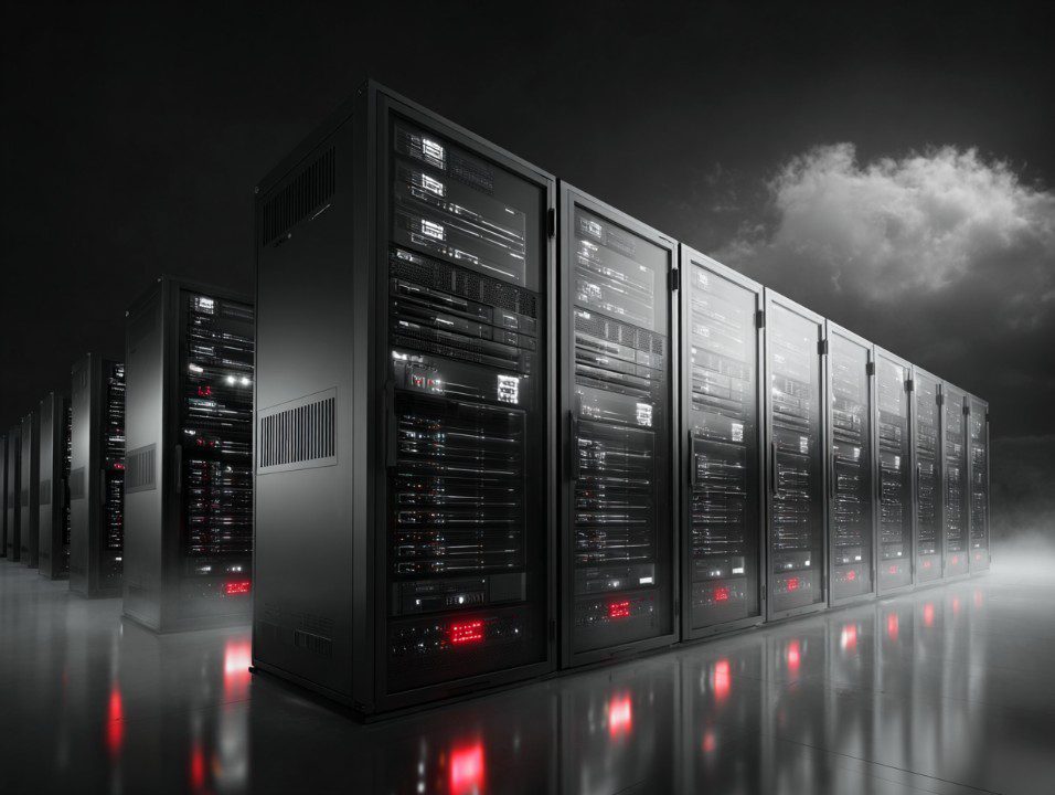 Futuristic Data Center with High-Tech Server Racks