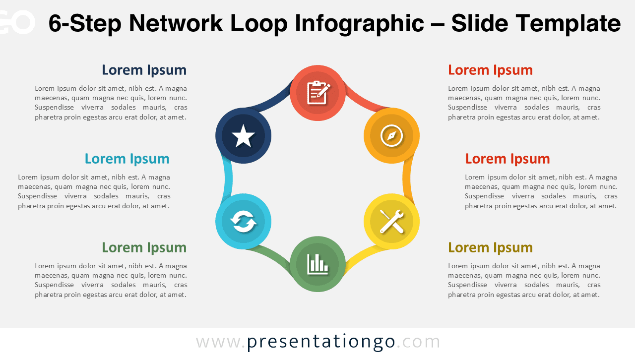 6-Step Network Loop Infographic for PowerPoint & Google Slides