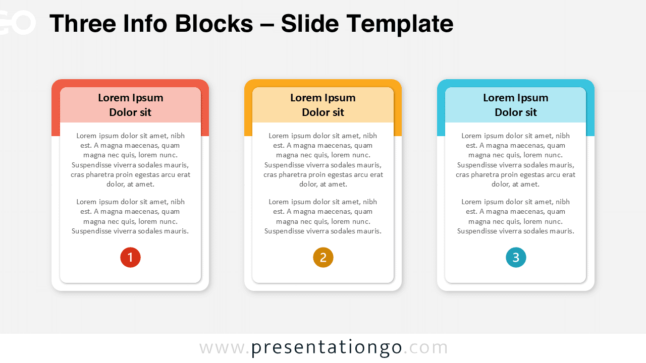 Three Info Blocks Diagram for PowerPoint & Google Slides